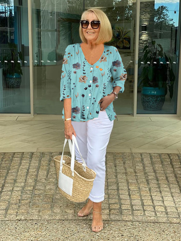 Myla™ | Cotton and Linen Floral Top – Ottawa Johnson